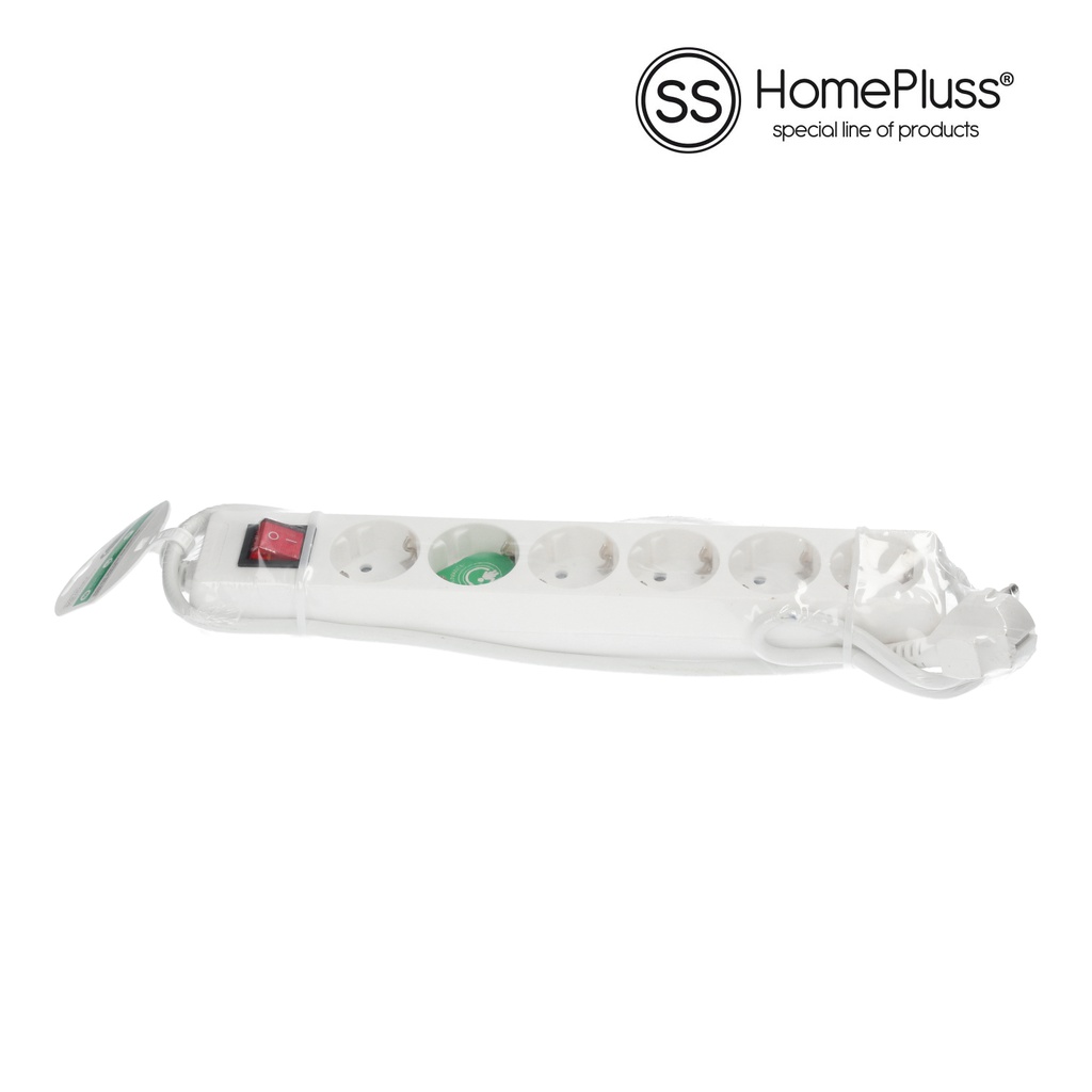 Base multiple 6T + Int. (3x1.0mm) 1,5M Blanca | Garsaco